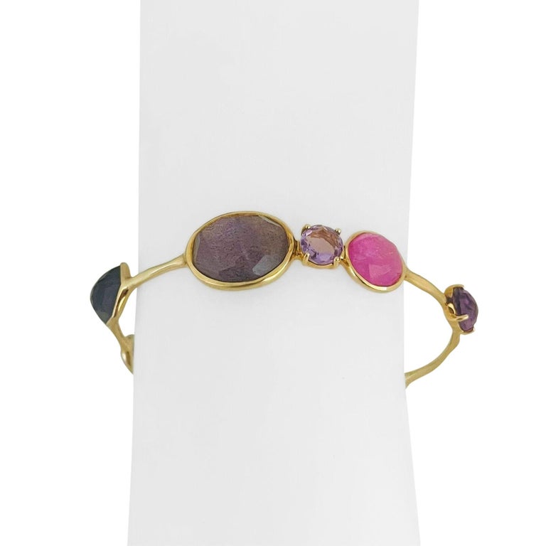 Ippolita 18 Karat Yellow Gold Rock Candy Multi Gemstone Bangle Bracelet For Sale at 1stDibs