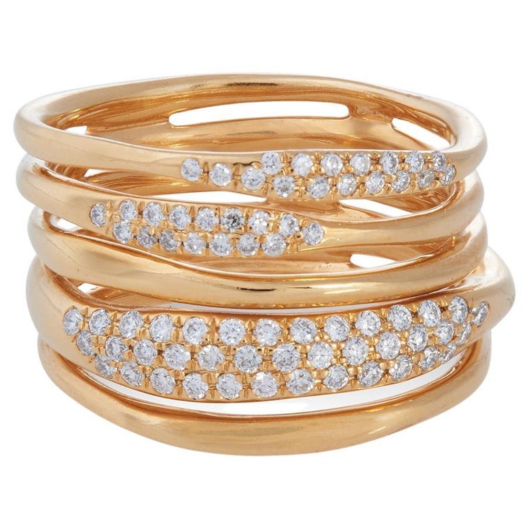 Ippolita Stardust 'Squiggle' Gold and Diamond Ring at 1stDibs