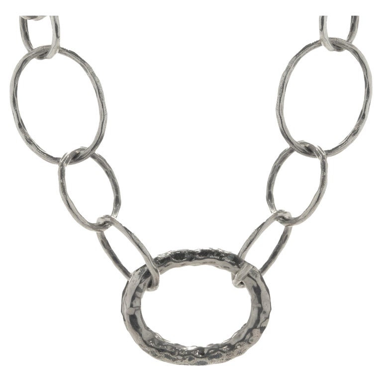 Ippolita Sterling Silver Hammered Circle Link Necklace For Sale at 1stDibs