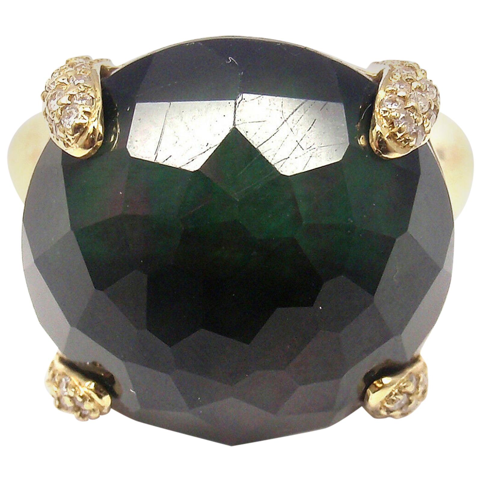 Labradorite Diamond Gold Cocktail Ring For Sale at 1stDibs