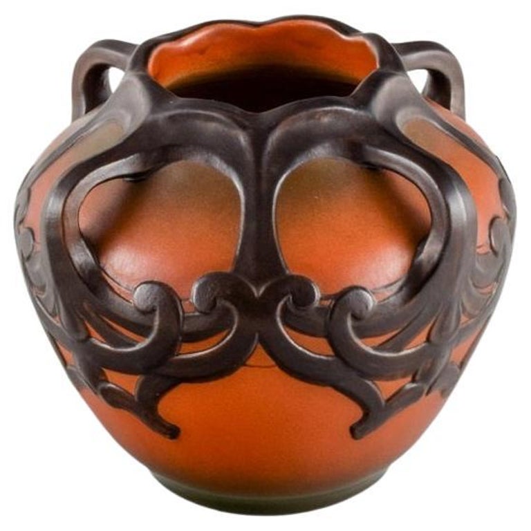 Ipsens, Denmark, Art Nouveau Vase in Hand-Painted Glazed Ceramics ...
