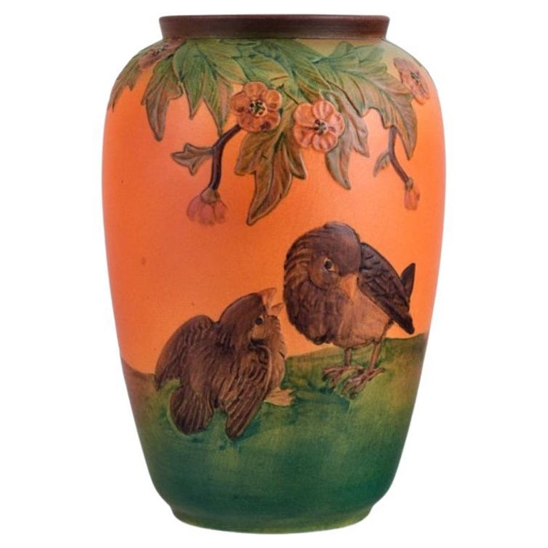 Ipsens, Denmark, Ceramic Vase with Motif of Two Sparrows For Sale at ...