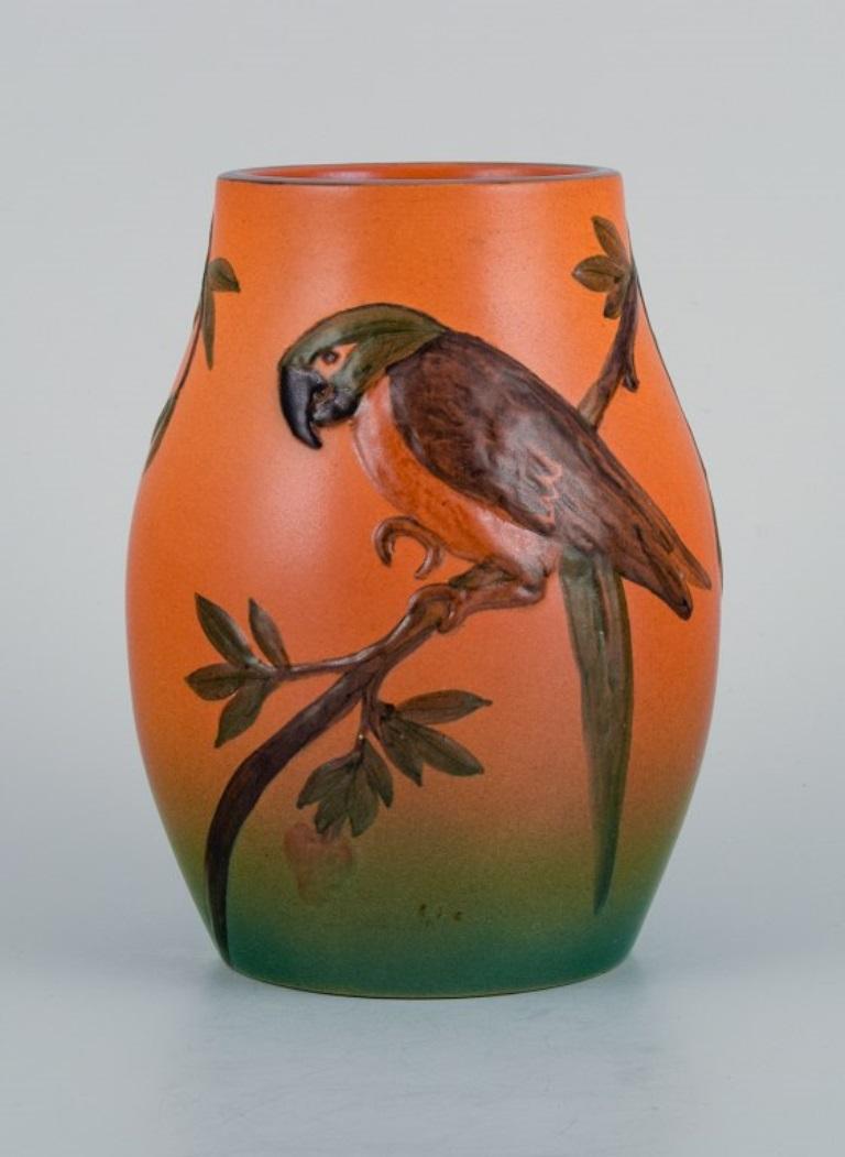 Ipsen's, Denmark. Vase decorated with parrot, 1920s/30s For Sale at 1stDibs