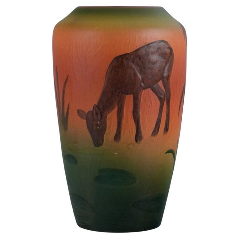 Ipsens, Denmark, vase with deer and duck. 1920/30s For Sale at 1stDibs