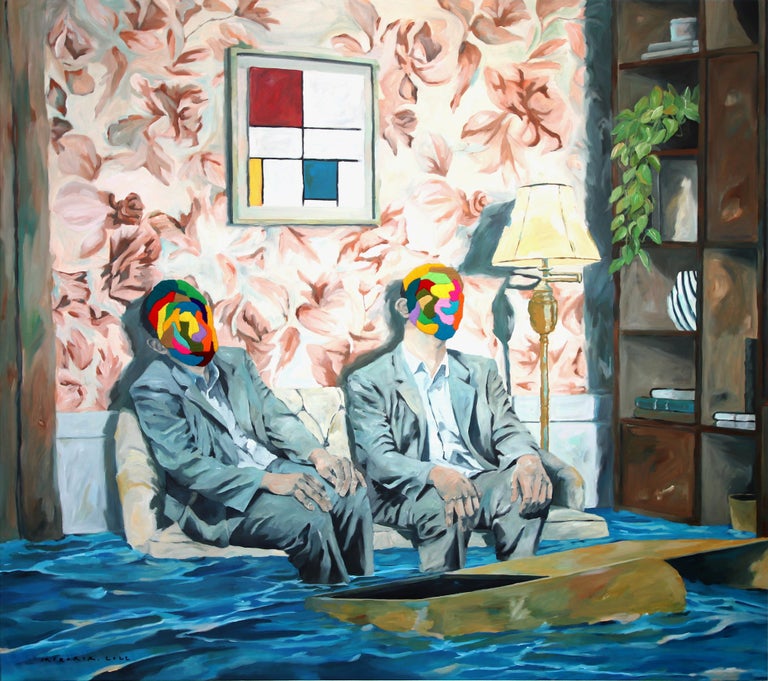 Iqi Qoror - Blue Underneath Mondrian For Sale at 1stDibs