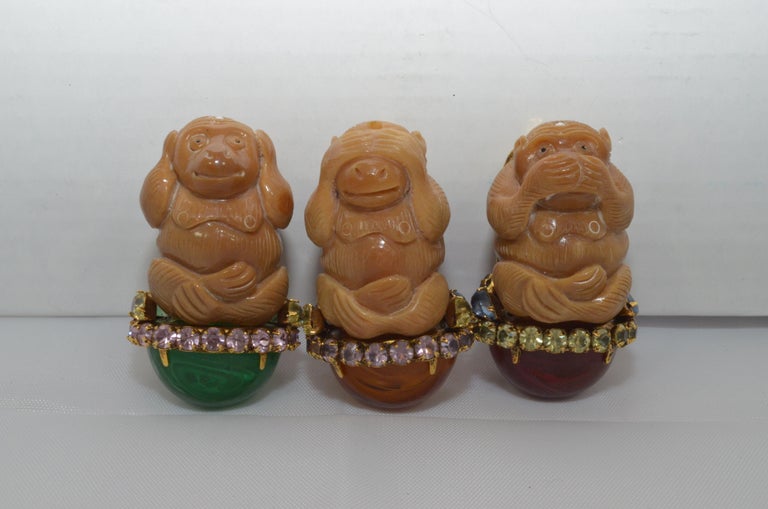Iradj Moini Hear-No-Evil, See-No-Evil, Speak-No-Evil Monkey Brooch Set ...
