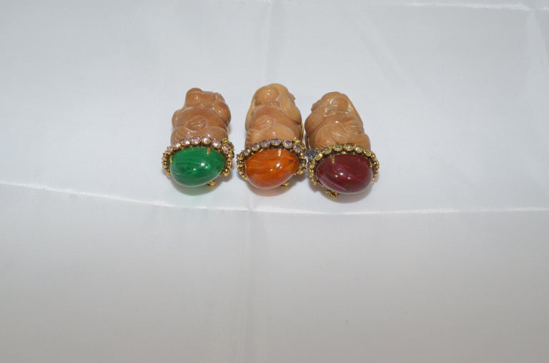 Iradj Moini Hear-No-Evil, See-No-Evil, Speak-No-Evil Monkey Brooch Set ...