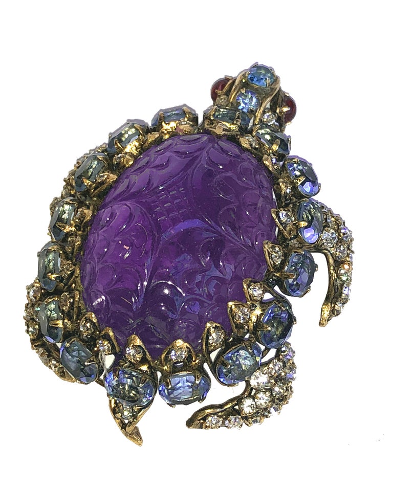 Iradj Moini Turtle Pin Amethyst, Blue Topaz, Rubies and Crystals at 1stDibs