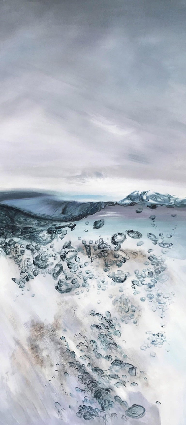 Irena Orlov - Blue Water Acrylic Coastal Painting on Canvas 72H X 30"W ...