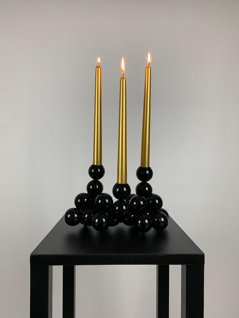 IRENA TONE - Art Candleholder for 3 Candles Sphere Sculpture Steel ...