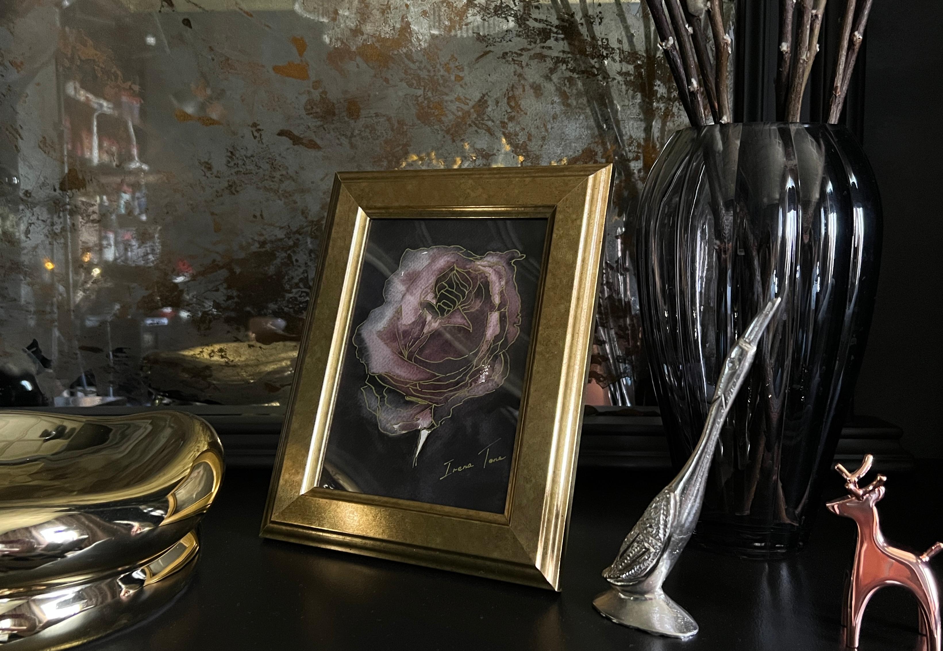 IRENA TONE - Violeta rosa 'Rosa de los sueños' Acuarela en venta en 1stDibs