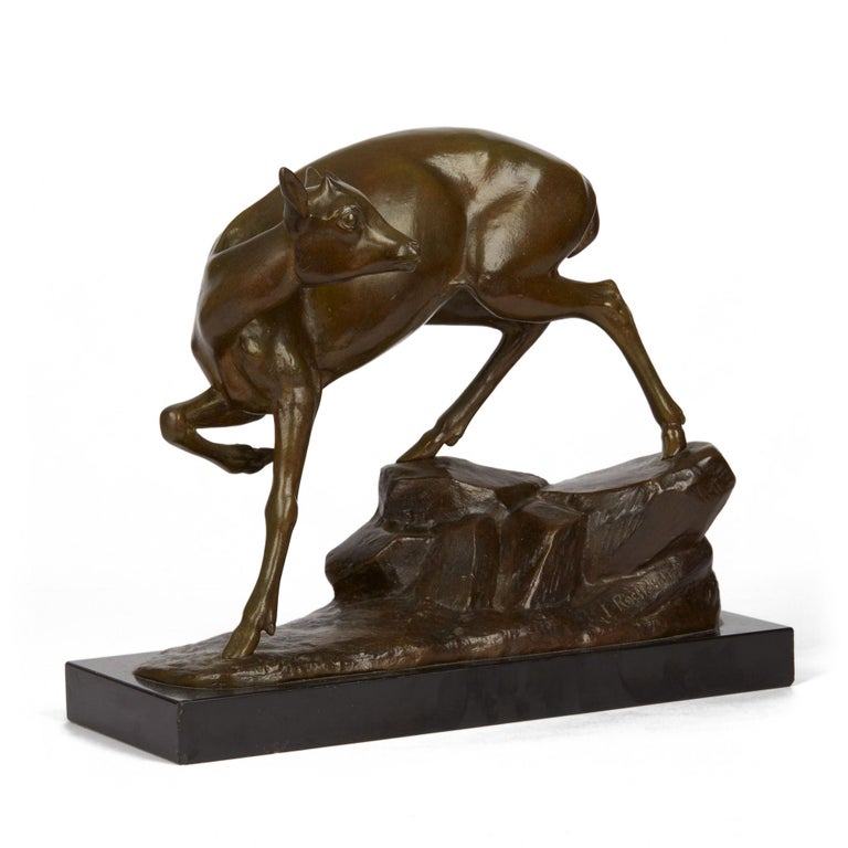 Vintage Irénée Rochard Art Deco Bronze Fawn Sculpture at 1stDibs