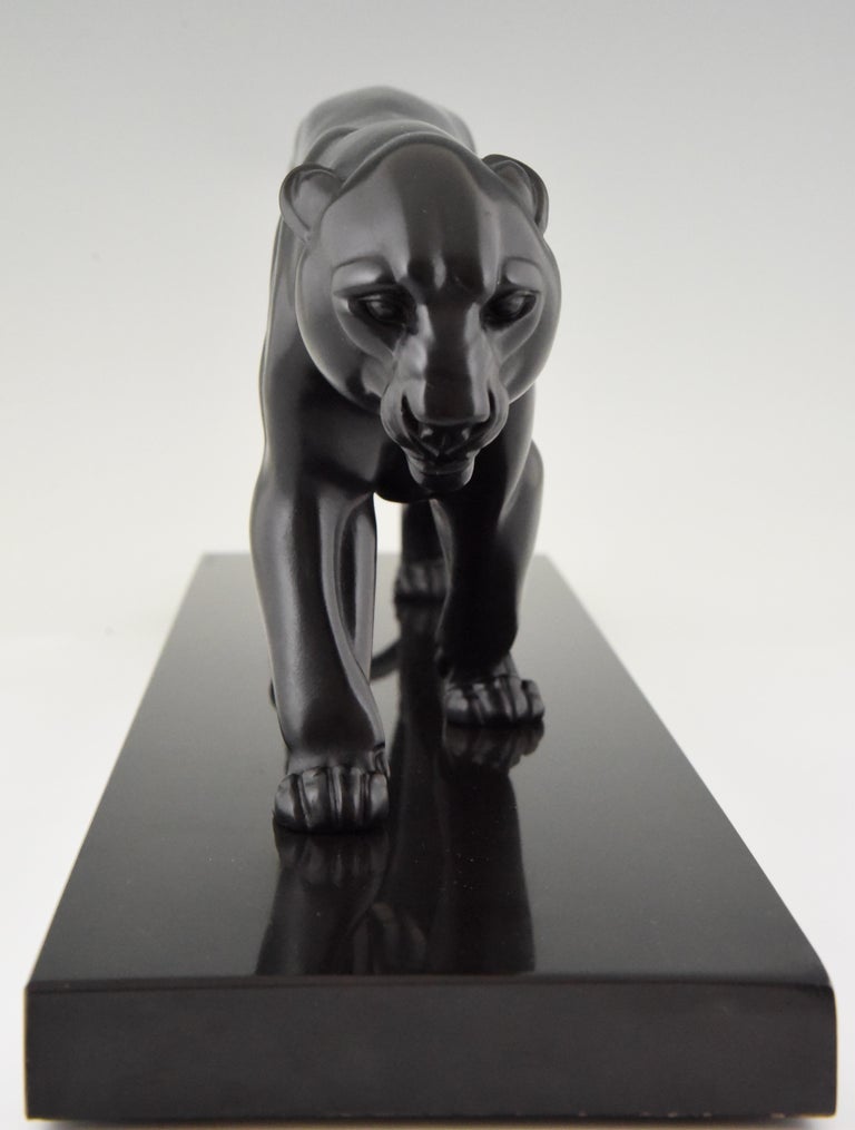 Irenée Rochard Art Deco Sculpture of a Black Panther, France, 1930 at ...