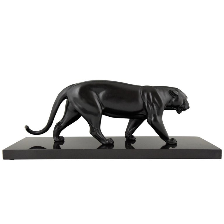 Irenée Rochard Art Deco Sculpture of a Black Panther, France, 1930 at ...