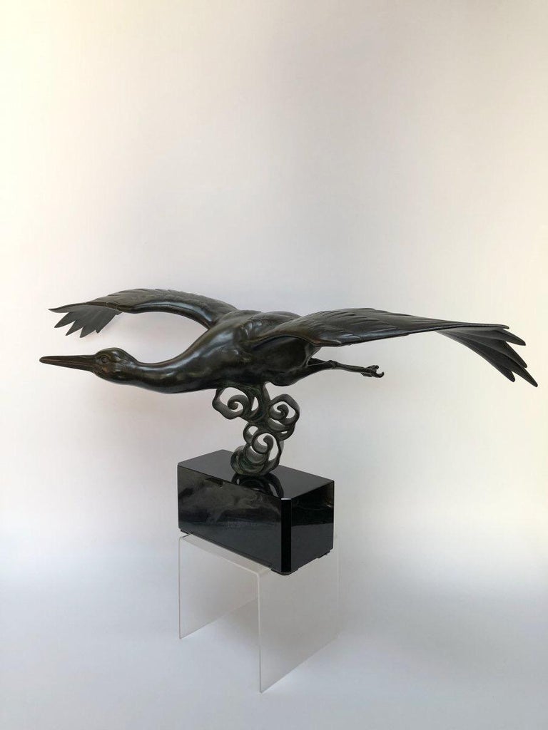 Irénée Rochard Bronze Art Deco Stork For Sale at 1stDibs