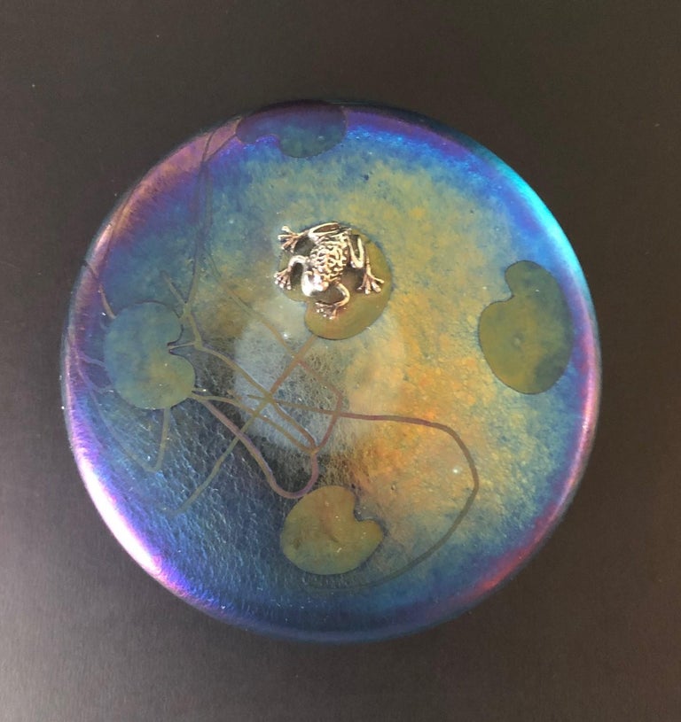 Iridescent Art Glass Frog Paperweight by John Ditchfield / Glasform at ...