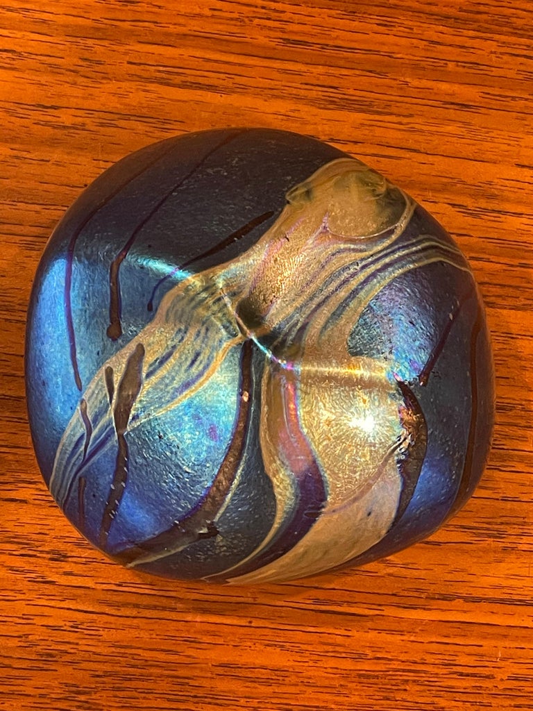 Iridescent Art Glass Paperweight by Siddy Langley For Sale at 1stDibs