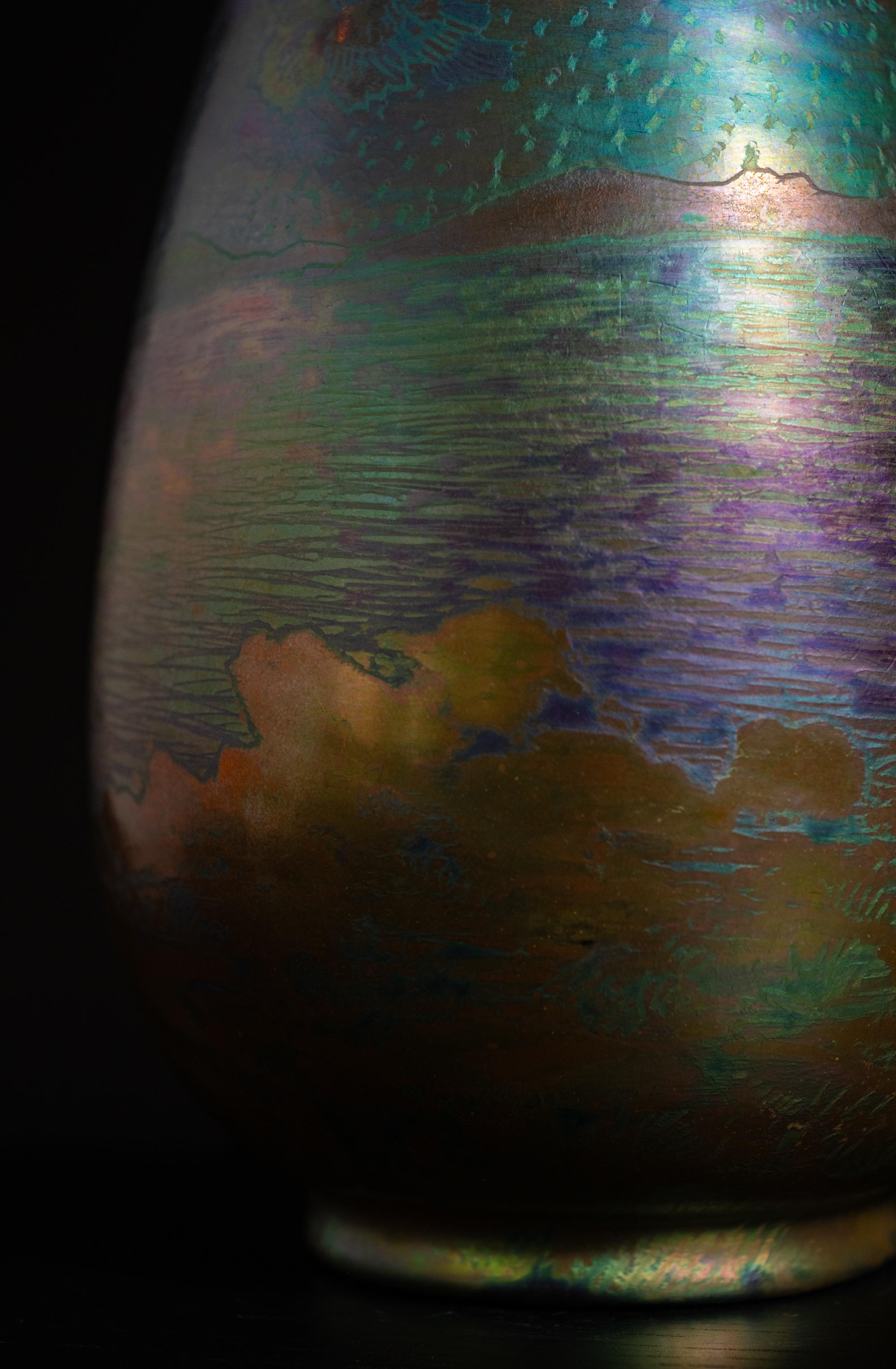Iridescent Art Nouveau Landscape Vase by Clement Massier at 1stDibs ...