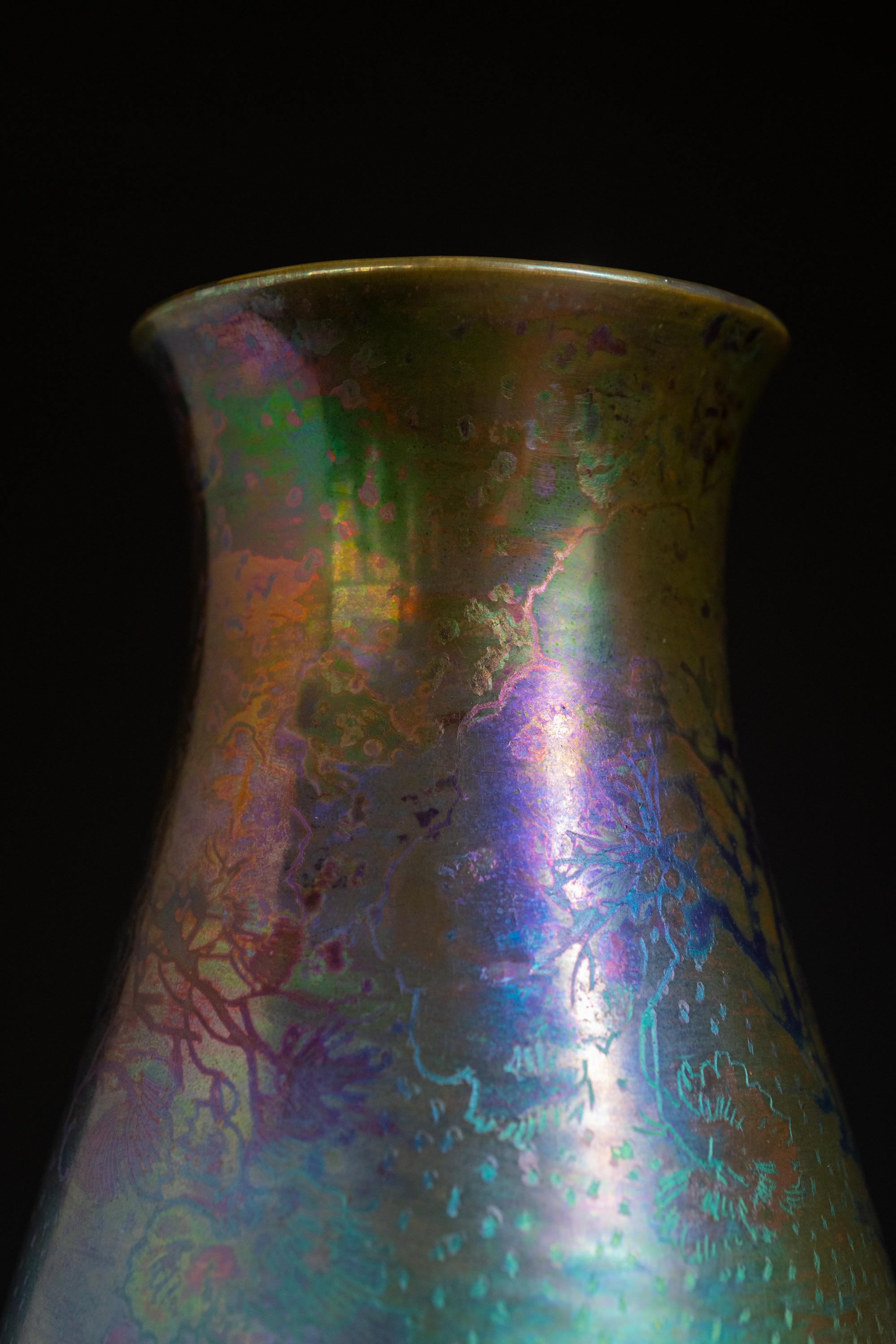 Iridescent Art Nouveau Landscape Vase by Clement Massier at 1stDibs ...