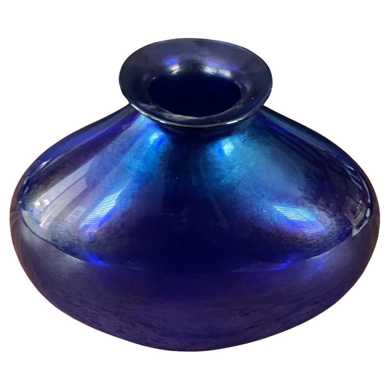 Iridescent Blue Aurene Art Glass Vase by Claude Duperron For Sale at ...