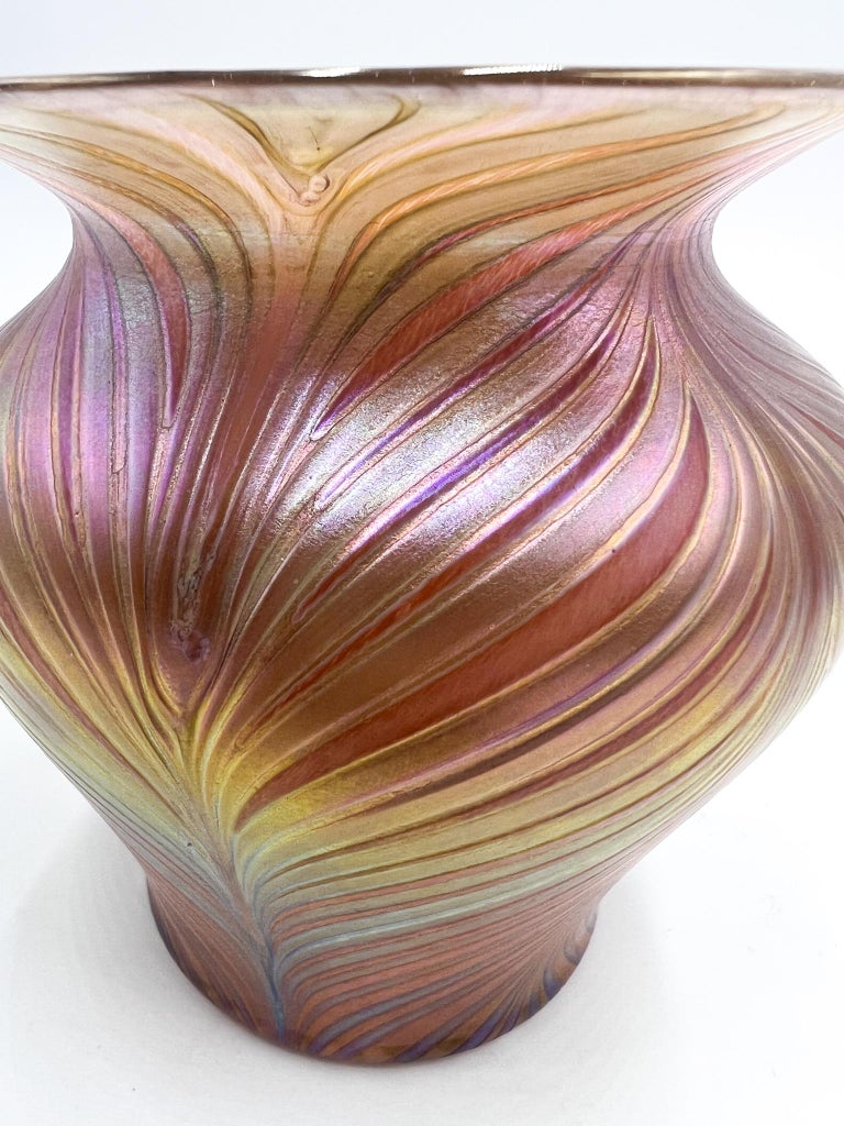 Iridescent Pink Glass Vase by Loetz, 1940s For Sale at 1stDibs