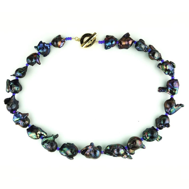 Iridescent Purple Fireball Pearl Necklace at 1stDibs