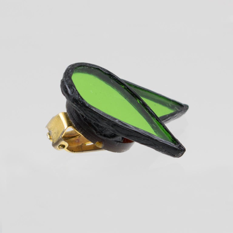 Irina Jarworska, Line Vautrin School Black Resin Clip Earrings with ...