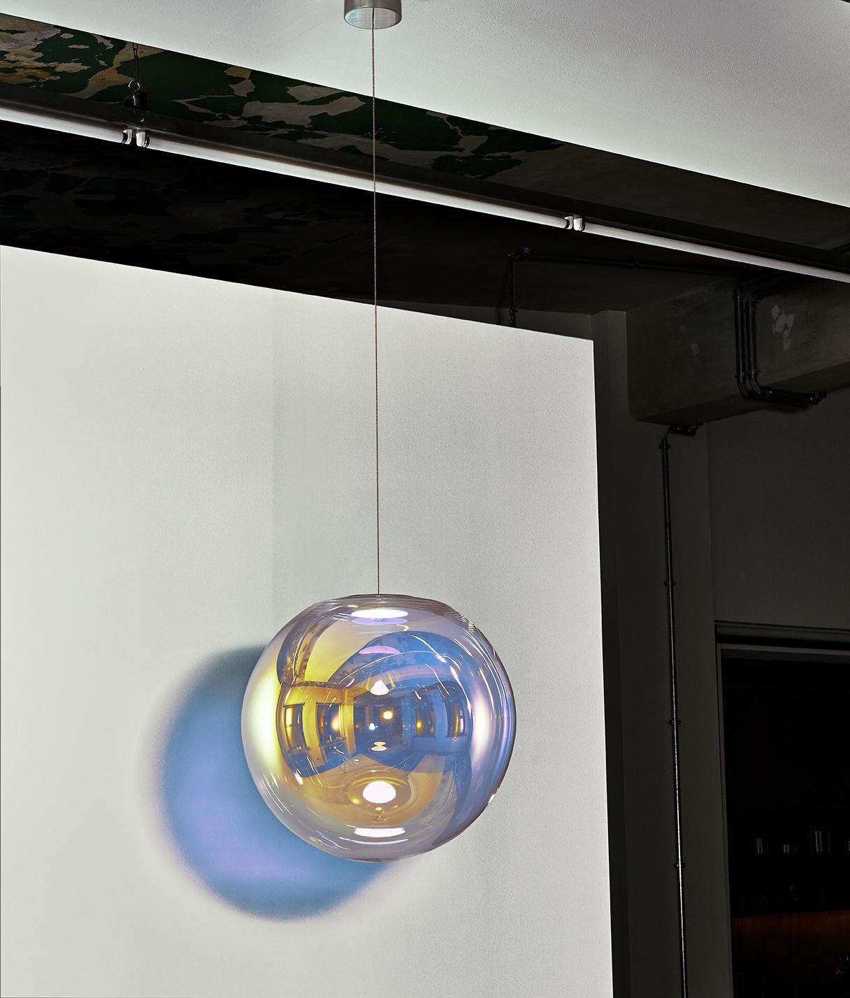 Iris Globe Pendant Lamp 35 cm Gold Indigo Steel, Sebastian Scherer NEO ...