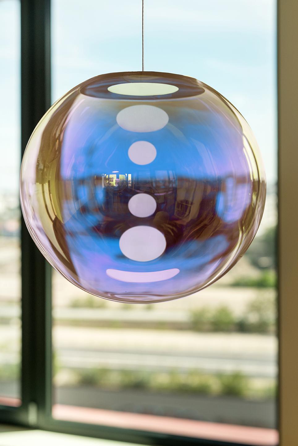 Iris Globe Pendant Lamp 40 cm Gold Indigo Steel, Sebastian Scherer NEO ...