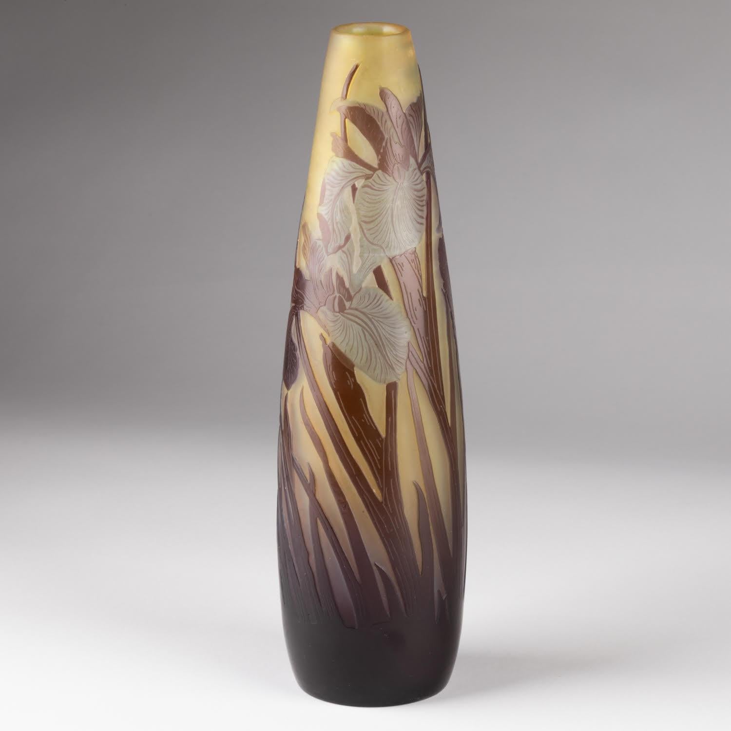 Iris Vases by Emile Gallé, Art Nouveau, Early 20th Century. at 1stDibs