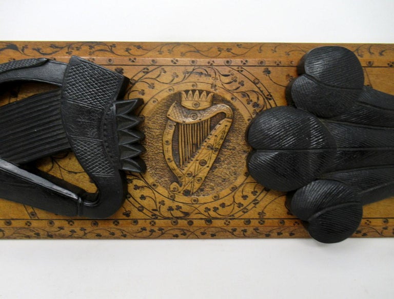Irish Carved Bog Oak Book Slide Case Harp Shamrock Welsh Feathers ...