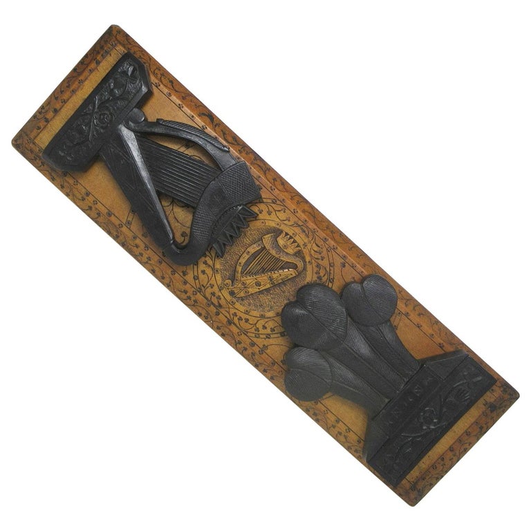 Irish Carved Bog Oak Book Slide Case Harp Shamrock Welsh Feathers ...