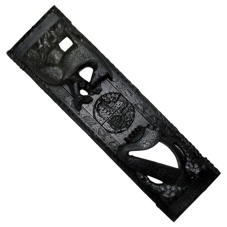 Irish Carved Bog Oak Book Slide Harp Shamrock Cornelius Goggin Dublin ...