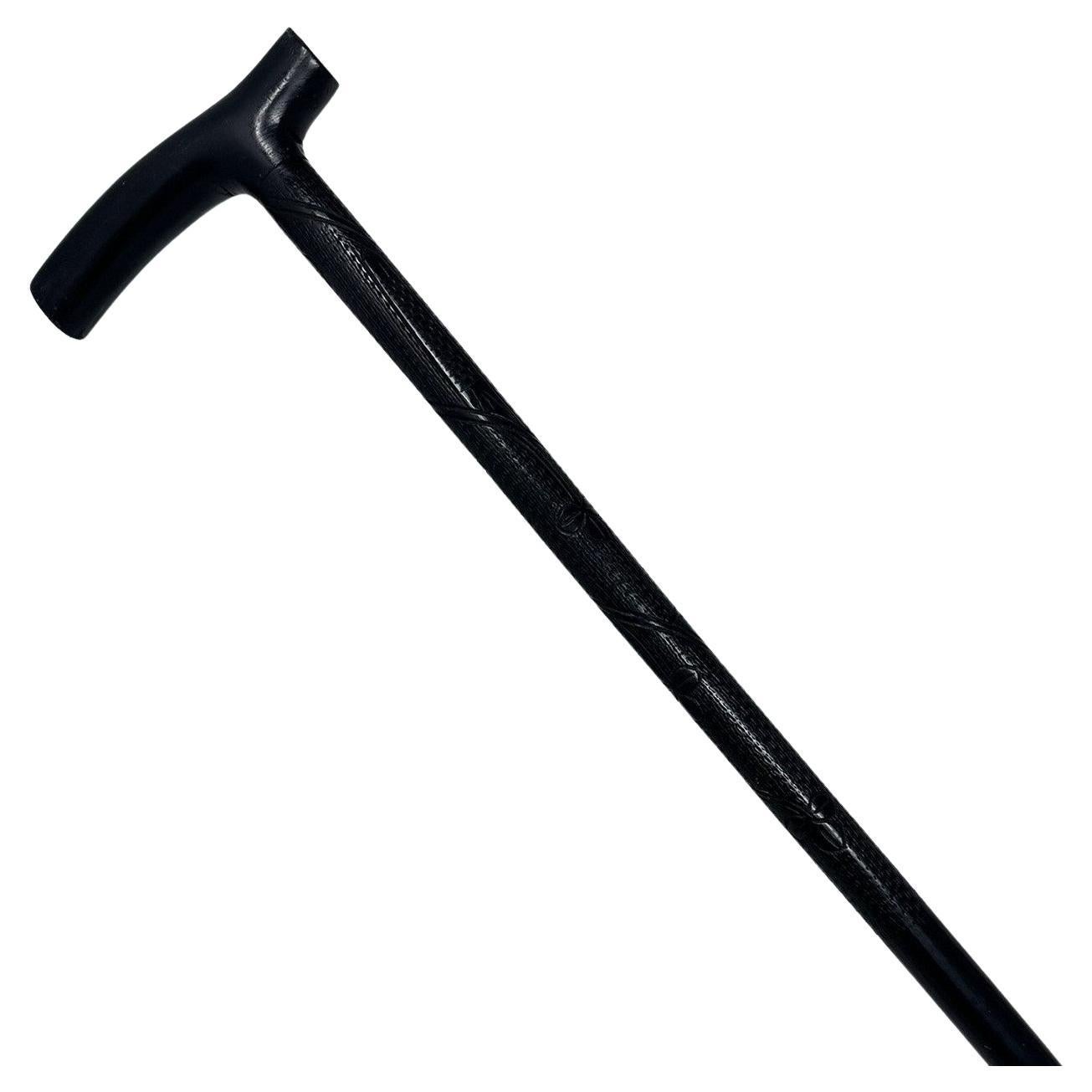 Antique Vintage Irish Bog Oak Wooden Walking Cane Swagger Stick Harp ...