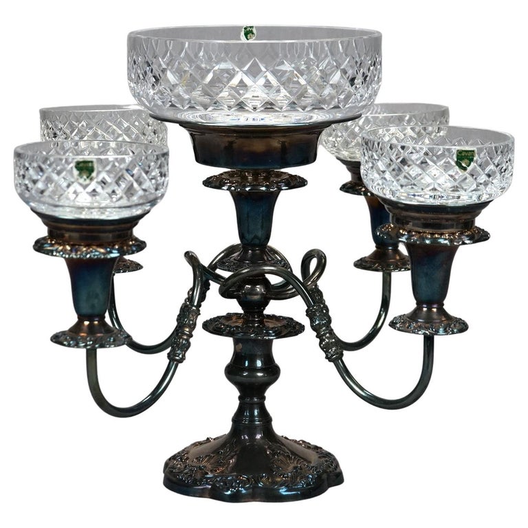 Irish Cavan Innisfree Cut Lead Crystal and Sheffield Silver Plate ...