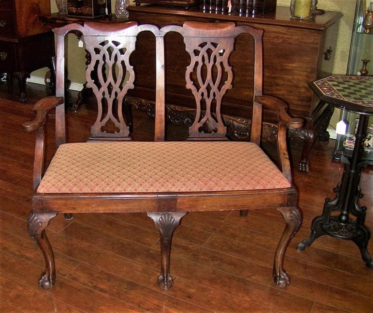 Irish George II Chippendale Mahogany Double Chair Back Settee at 1stDibs