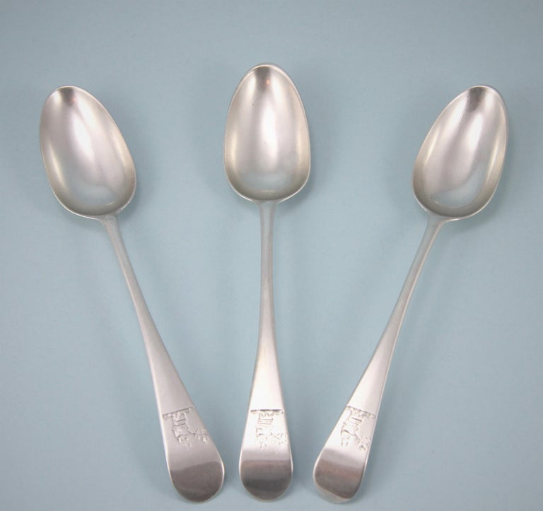 Irish George III Set of 3 Sterling Silver Dessert Spoons by John Irish ...