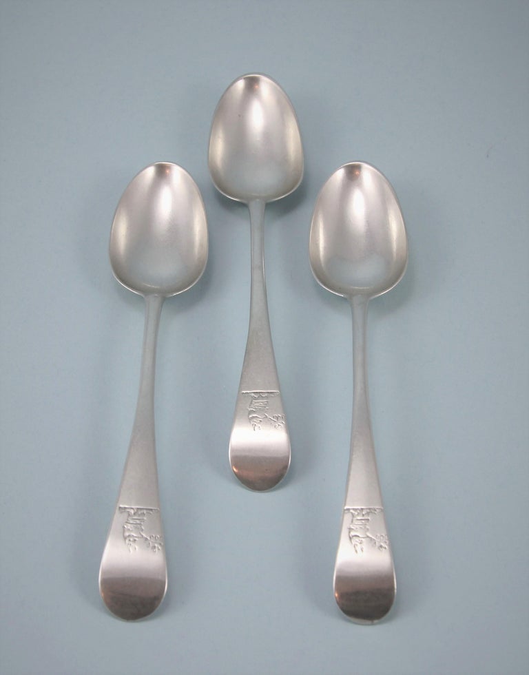Irish George III Set of 3 Sterling Silver Dessert Spoons by John Irish ...