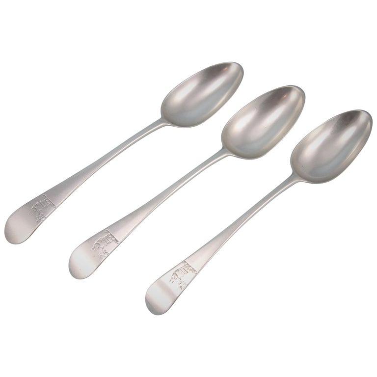 Irish George III Set of 3 Sterling Silver Dessert Spoons by John Irish ...