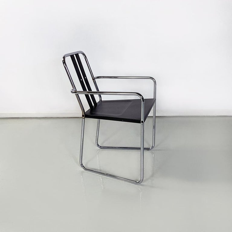 Irish international style black and chromed metal chair by Eileen Grey ...