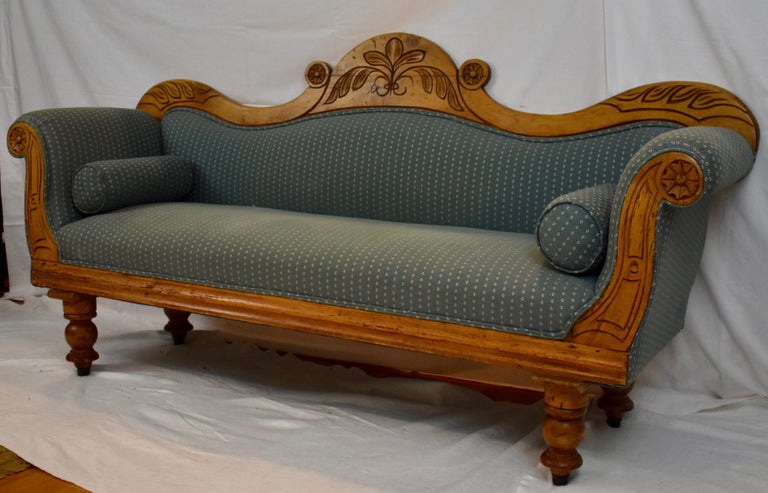 Irish Pine Camelback Settee at 1stDibs