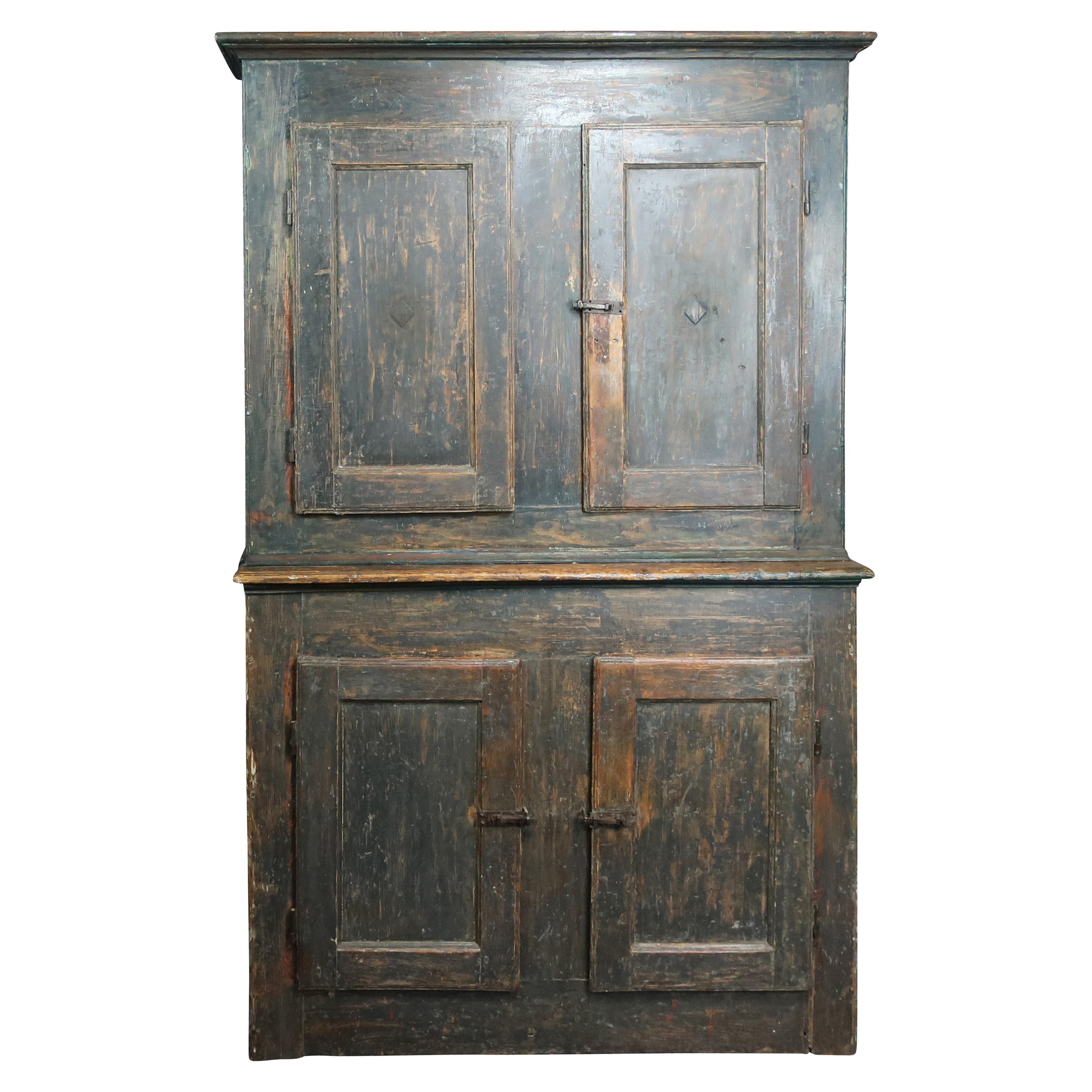 British Colonial, Teak Step Back Hutch at 1stdibs