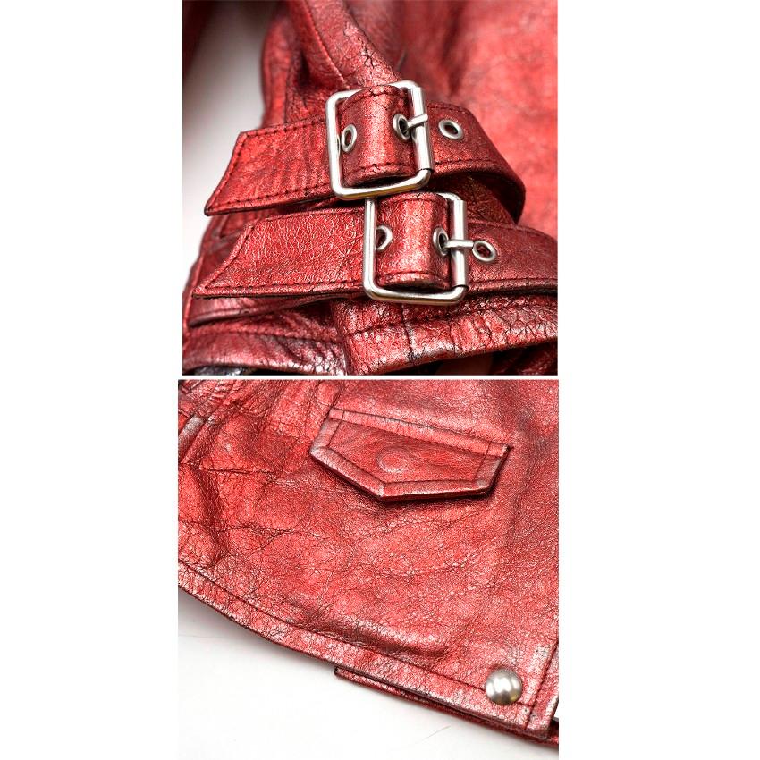 Iro Axelle Red Metallic Moto Jacket US 6 at 1stDibs | red metallic ...
