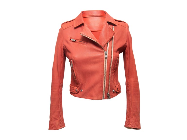 Iro Coral Leather Moto Jacket For Sale at 1stDibs