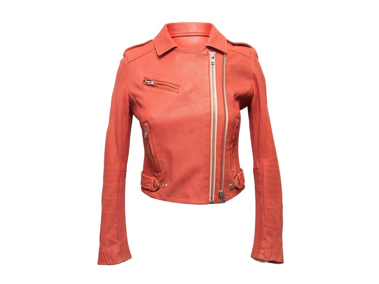 Iro Coral Leather Moto Jacket For Sale at 1stDibs