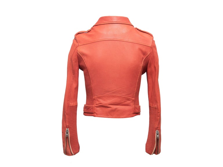 Iro Coral Leather Moto Jacket For Sale at 1stDibs
