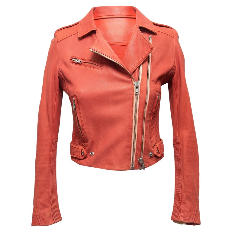 Iro Coral Leather Moto Jacket For Sale at 1stDibs