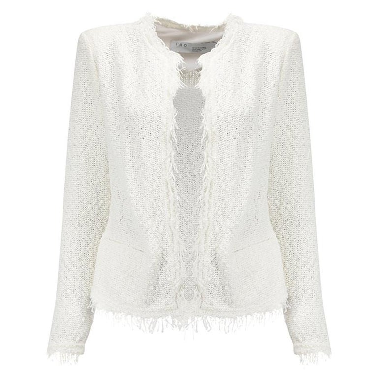 Iro Women's White Collarless Blazer Jacket For Sale at 1stDibs