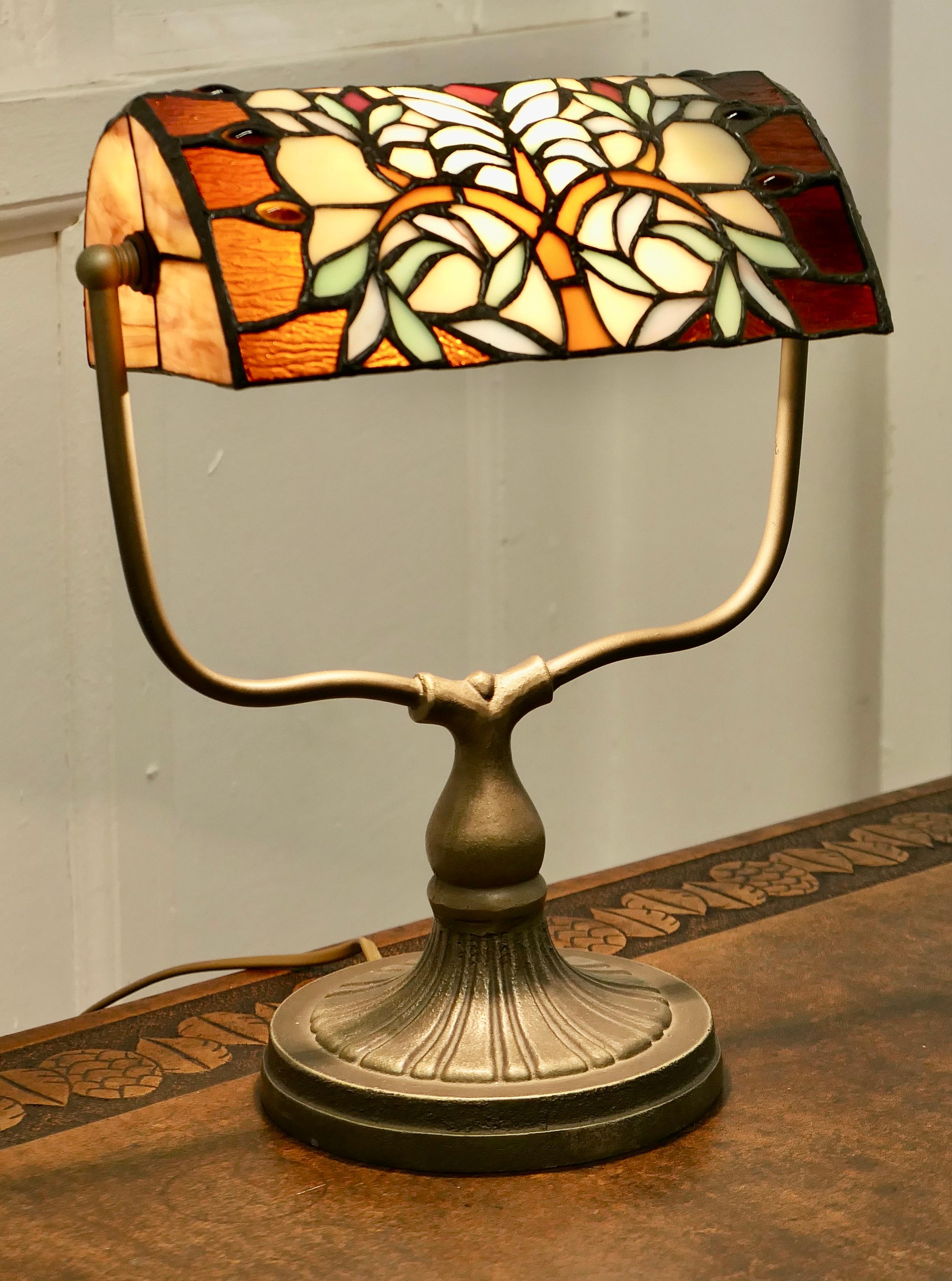 Iron and Jewel Glass Tiffany Style Desk Lamp at 1stDibs