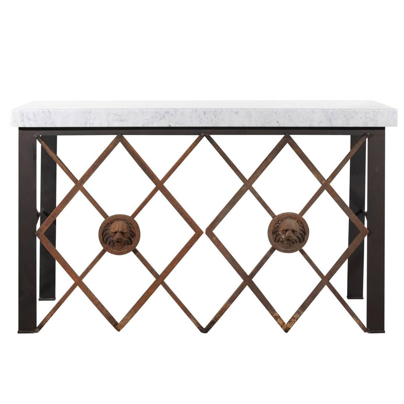 Iron and Marble Console Table Made with Metal Work from Provençal 1720s ...